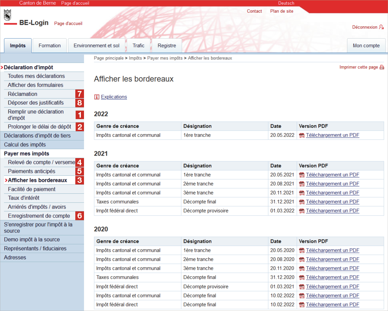 Votre dossier fiscal sur BE-Login